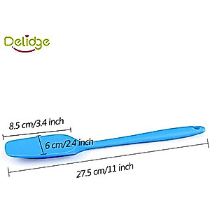 Delidge 4-Piece Silicone Spatula 11inch Large Rubber Heat-Resistant Baking Spatulas Baking Mixing Tool Non-Stick Flexible Seamless Spatulas with Stainless Steel Core