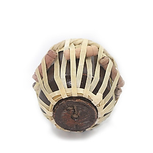 India Meets India Handmade Miniature Musical Instrument Set - Clarinet 8.5" and Tabla Drum 4" [Mango Wood - BROWN & YELLOW] - Decorative Tabla Set - Best Gift Made By Awarded Indian Artisan