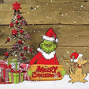 Christmas Yard Signs Stakes Outdoor Decorations - 4PCS Large Xmas Decorations Signs for Holiday Christmas Lawn Garden Pathway Decorations, 6.2inch-15inch