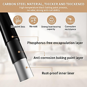 S&R PLKOP Double Rods Mobile Clothing Rack Heavy Duty Garment Rack for Hanging Clothes, 4 Side Hooks, Black, Clothes Racks for Hanging Clothes Multifunctional Bedroom Storage