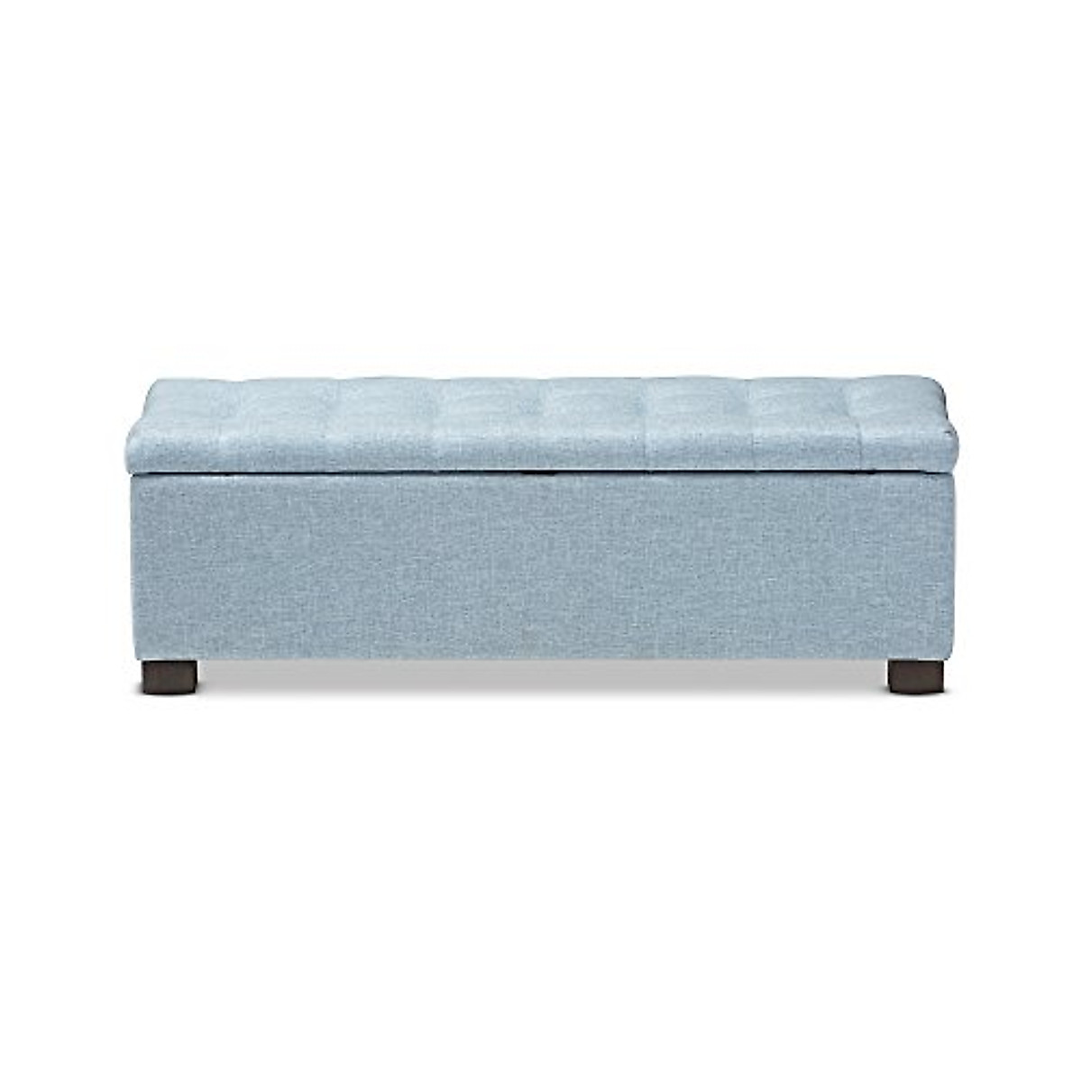 Baxton Studio Orillia Modern and Contemporary Light Blue Fabric Upholstered Grid-Tufting Storage Ottoman Bench