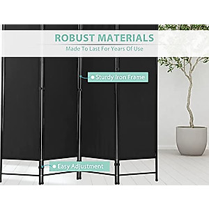 4 Panel, 6FT Room Dividers and Folding Privacy Screens, Freestanding Room Dividers with Steel Frame for Home Office Dorm Hotel Separation, Portable Wall Divider for Room Separation