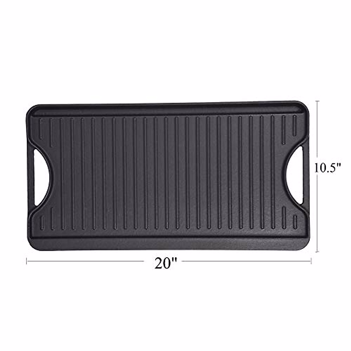 GasSaf Cast Iron Reversible Griddle with Handles, 20 Inch x 10.5 Inch Big Grill Pan for Stovetop
