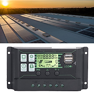 Hilitand Solar Controller, 100A 12V 24V Multi Function LCD Display Solar Panel Charger Controller for Open AGM Gel Batteries USB PV Panel Control