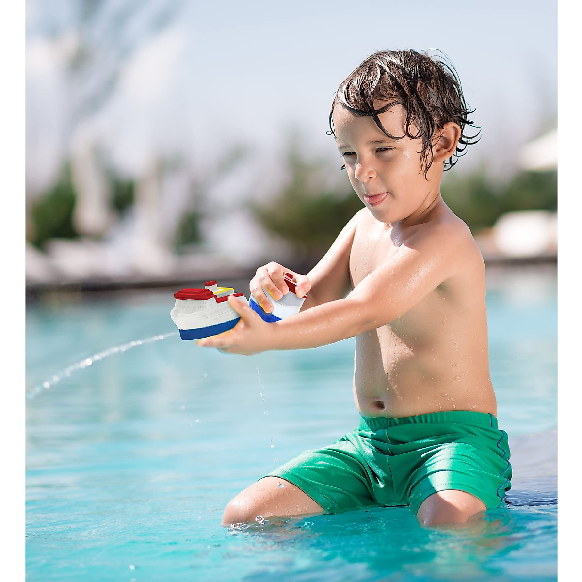 DolliBu Cruise Ship Bath Buddy Squirter - Floating Ship Rubber Bath Toy, Fun Water Squirting Bathtime Play for Toddlers, Cute Watercraft Vehicle Toy for The Bathtub, Beach, & Pool for Girls & Boys