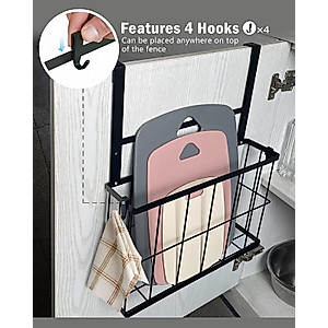 JSVER Over Cabinet Organizer Kitchen Cabinet Organizer, Cabinet Door Organizer with Towel Holder for Cutting Board, Aluminum Foil, Baking Sheet, Plastic Wrap