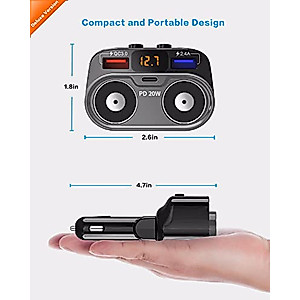 SUPERONE 150W 2-Socket Cigarette Lighter Splitter Power Adapter, USB C Car Charger with 20W Power Delivery 3.0 & QC 3.0 for iPhone 14 Pro Max/13/12/11/11 Pro/X/8/7, Samsung, Google Pixel and More