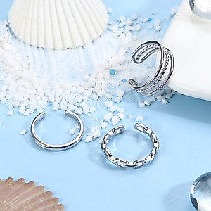 Florideco 3Pcs S925 Sterling Silver Toe Rings for Women Open Toe Rings Comfort-Fit Adjustable Toe Rings Celtic Knot Turquoise Finger Foot Jewelry Set Classic Toe Ring