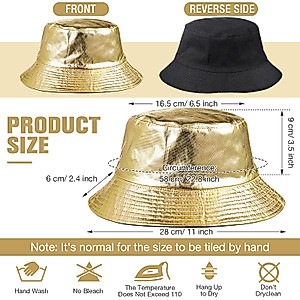 SATINIOR 2 Pcs Metallic Bucket Hat Unisex Trendy Fisherman Hat Reversible Foldable Packable Cap Double Side Hat Hip Hop for Men Women Teen (Gold)