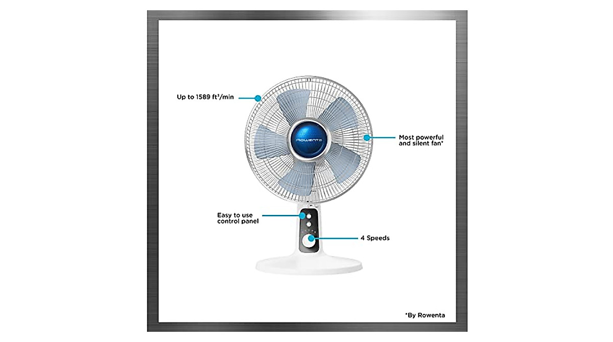 Rowenta Turbo Silence Fan - Ultra Quiet, 4-Speed Oscillating Fan