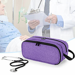 Trunab Stethoscope Carrying Case Hold 2 Stethoscopes or BP Cuffs, Compatible with 3M Littmann/MDF/ADC, Medical Case with Extra Pocket for Nurse Accessories, Essentials for Nurses, Doctors, Purple