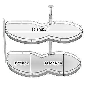 WHIFEA Blind Corner Pull Out Cabinet Organizer, Soft Close 2 Tier Swing Tray, Non-Slip Spice Rack for 36 inch Kitchen Cabinet, Heavy Duty Storage Organizer, Adjustable Height