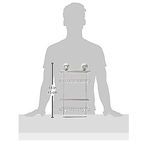 iDesign Everett Metal Push Lock Suction Shower Caddy, Bath Organizer Holds Shampoo, Razors , Conditioner, Soap, 9.1" x 4.53" x 3.63", Satin
