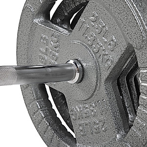 Signature Fitness Cast Iron Standard Weight Plates Including 5FT Standard Barbell with Star Locks, 95-Pound Set (85 Pounds Plates + 10 Pounds Barbell), Multiple Packages, Bar Only, Chrome