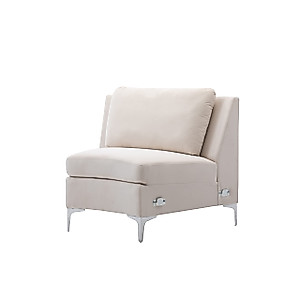 Legend Vansen Velvet Symmetrical Modular U Shaped 4 Seats Sofa Corner Curved couches Sectional, 136" Wide, Beige