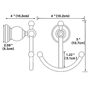 Kabter Crystal Series Brass Bathroom Towel Coat Hook, Polished Chrome