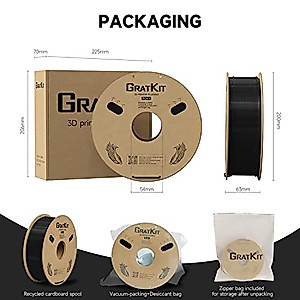 GratKit PLA+ Filament 1.75mm, 3D Printer Filament,+/-0.03mm,1KG,PLA Plus Black