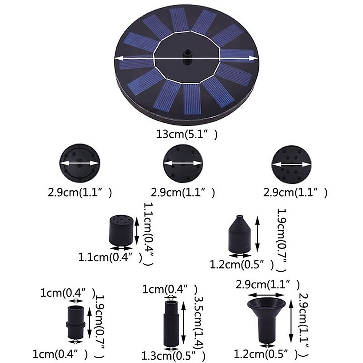 LUKEO Solar Powered Fountain Pump Easy Assemble Solar Bird Bath Fountain Pump for Pond Pool Garden Spray Water Decor