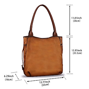 Genuine Leather Shoulder Bag Purse for Women Retro Top Handle Bags Handmade Vintage Crossbody Tote Handbags Purse Cowhide Satchels Hobo Bag (Brown)