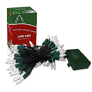 KOUQIYA Battery Operated Christmas Lights, 33ft 100 LED Battery Operated String Lights with Timer 8 Modes Waterproof String Lights for Xmas Outdoor Indoor Garden Party Decor, Cool White