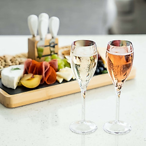 KLOVEO Plastic Champagne Flutes - Set of 6 - Made in Italy - Insanely Durable and Versatile Plastic Champagne Glasses - Reusable, Dishwasher Safe, Mimosa Glasses, White Wine - 5 oz, Clear