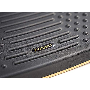 FEZIBO Standing Desk Mat with Anti Fatigue Bar, Wooden Wobble Balance Board with Ergonomic Design Comfort Floor Mat (Medium, Obsidian Black)