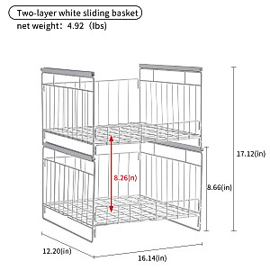 PINNIYOU Storage Organizer, Stainless Steel Free Combination Detachable Multifunctional for Kitchen, Closet, Desk Storage (2 Layers)