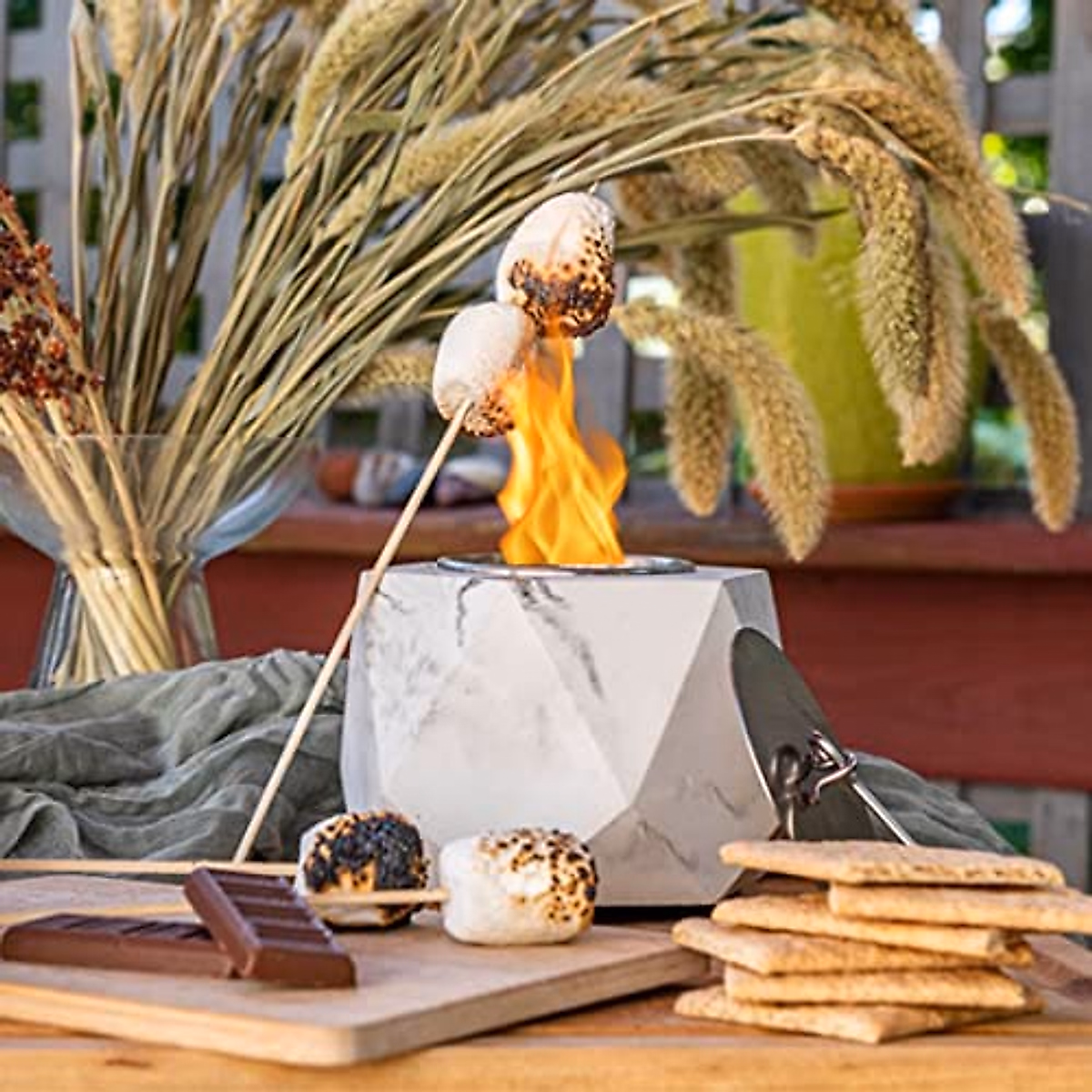 Kate's Home Portable Tabletop Fire Pit | Concrete Bowl Fireplace for Outside and Inside Rubbing Alcohol Mini Solo Bonfire Burning Pot Personal Smores Maker Stone Decor Patio, Balcony (fb101)