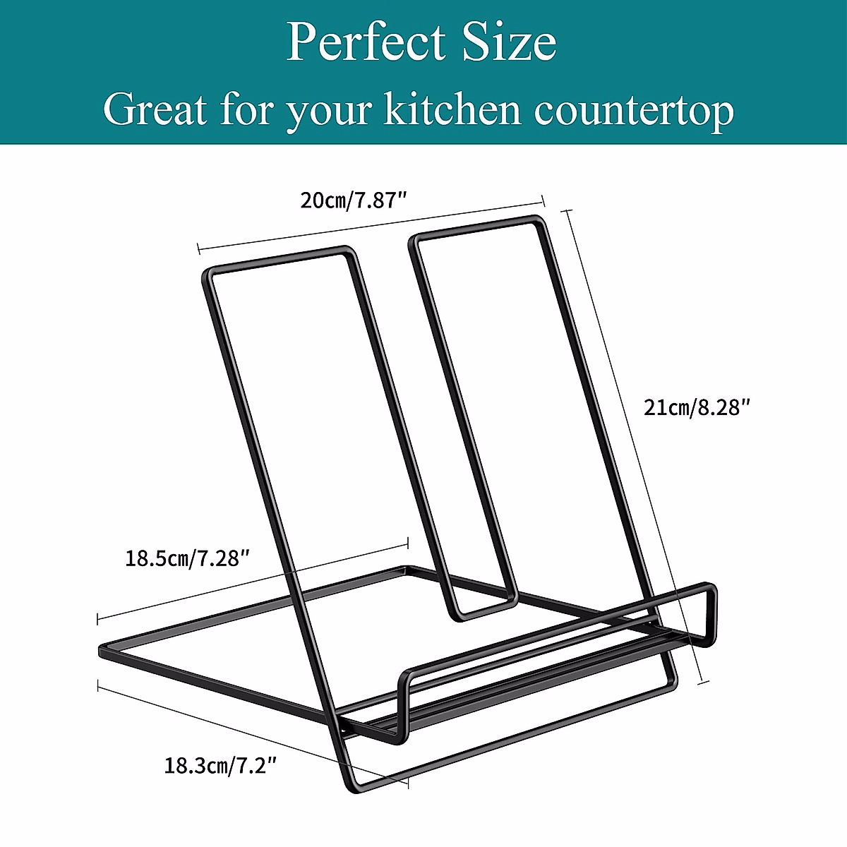 Cookbook Stand Holder for Kitchen Counter, Recipe Book Stand for Reading Hands Free(Black)