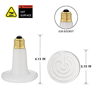 WUHOSTAM 2 Pack 100W White Ceramic Heat Lamp with 1-pcs Digital-Thermometer,No Light Infrared Reptile Heater Emitter Lamp Bulb for Pet Brooder Coop Chicken Lizard Turtle Snake Aquarium ETL Listed