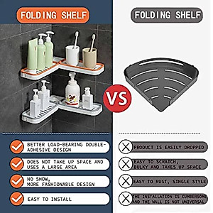 ZBYCYZ Bathroom Corner Punch-free Rack,180 Degrees Rotation Storage Rack Corner Shower Shelves,Drain Hole Design-No Drilling Installation,Wall Mount Shower Caddy (grey)