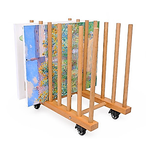 YIVIVEN Art Storage Rack with Wheels, Artwork Storage, Art Drying Rack, Art Canvas Storage, Drawing Board Storage Rack, Frame, Panel, Art Storage Organizer(11.8"x21.6"x19.5")