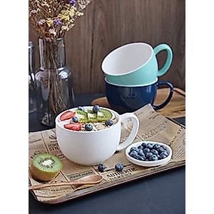 Sweese Porcelain 22oz Large Coffee Mugs Set of 4 - Soup Mug with Handles - Perfect for Hot Chocolate - Microwave Safe - White