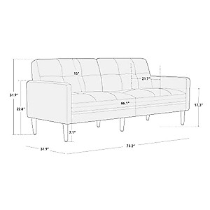 CHITA Mid-Century Sofas Furniture 73.2''W Fabric Sofa Couch Sets for Living Room Apartment, Grey (Multi-Colored)