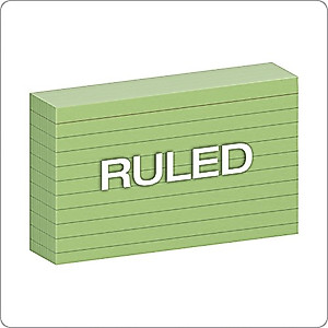 Oxford Ruled Color Index Cards, 3" x 5", Green, 100 Per Pack (7321 GRE)