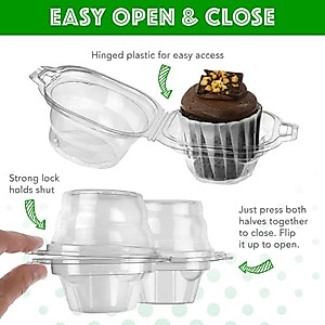 Clear Cupcake Boxes Individual Cupcake Containers | Stackable Cupcake Holder With Lid | Airtight Box Disposable Cupcake Containers | Dome Cupcake Carrier | Cupcake Holders Individual 100 Per Pack