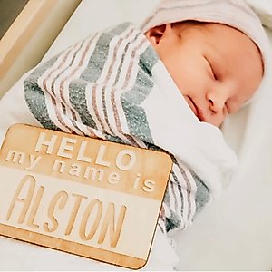 Custom Baby Name Sign Hospital Welcome 3D Hello Name Announcement Plaque Laser Cut Wood Photo Prop Sign Design Trendy