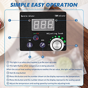 Frifreego Commercial Grade Heat Sealer Automatic Continuous Heat Bag Sealing Machine, Temp&Speed Adjustable, Heavy Duty Horizontal Bag Sealing Machine for Kinds of Plastic Packing Bags, Desktop White