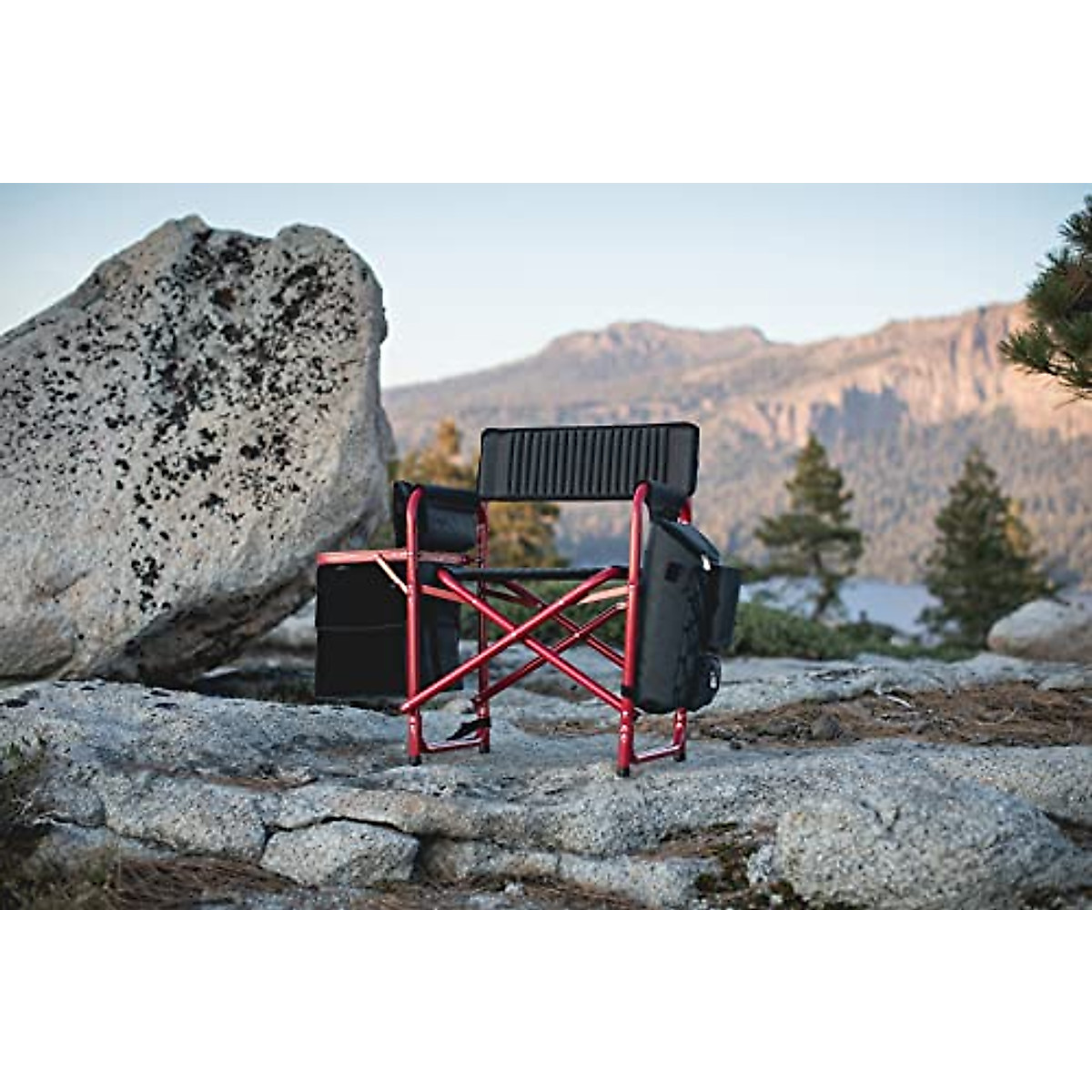 ONIVA - a Picnic Time Brand Fusion Original Design Outdoor Folding Chair, Gray with Red Frame , 33 x 7 x 21