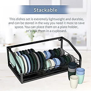 KEWOO Plastic Dinnerware Sets for 6,Unbreakable Lightweight Reusable Dinnerware Set for Camping,Kitchen,Outdoor,RV (24pcs)