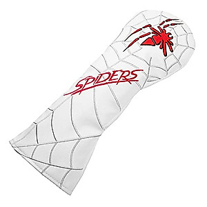 PU Leather Spider Embroidery Golf Club Head Covers for Taylormad Driver Fairway Woods Hybird (White Driver Cover)