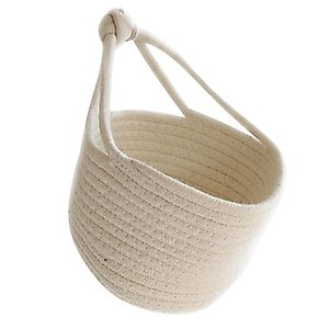 IMIKEYA Wall Hanging Rope Storage Basket Cotton Rope Wall Basket Small Hanging Basket Storage Basket Baby Nursery Organizer Bin for Clothes Toy Keys
