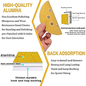 POTUINOM 80PCS 5 Inch 8 Hole Sanding Discs 40 Grit,Gold Round Hook and Loop Sandpaper for Random Orbital Sander