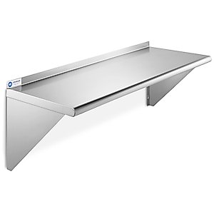 GRIDMANN 12" x 36" Stainless Steel Wall Mount Shelf with Backsplash, Commercial Grade - NSF Certified 18 Gauge Shelving for Restaurant, Kitchen, Utility Room, Garage