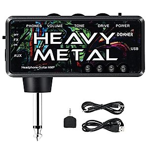 Donner Guitar Headphone Amp Heavy Metal USB Rechargeable Mini Pocket Headphone Amplifier for Electric Guitar