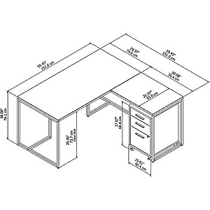Bush Business Furniture Method L Shaped Desk with 30W Return and Mobile File Cabinet, 60W, Cocoa