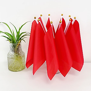 Consummate 25 Pack Solid Red Flag Small Mini Plain Red DIY Flags On Stick,Party Decorations for Parades,Grand Opening,Kids Birthday,Party Events Celebration, 8.2 x 5.5 inchs,11.8 inchs