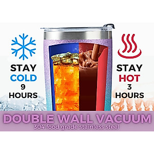 Onebttl Administrative Professional Day Gifts for Administrative Assistant, Secretary, 20 oz Stainless Steel Tumbler for Women - Thank You - Blue Purple Gradient Glitter