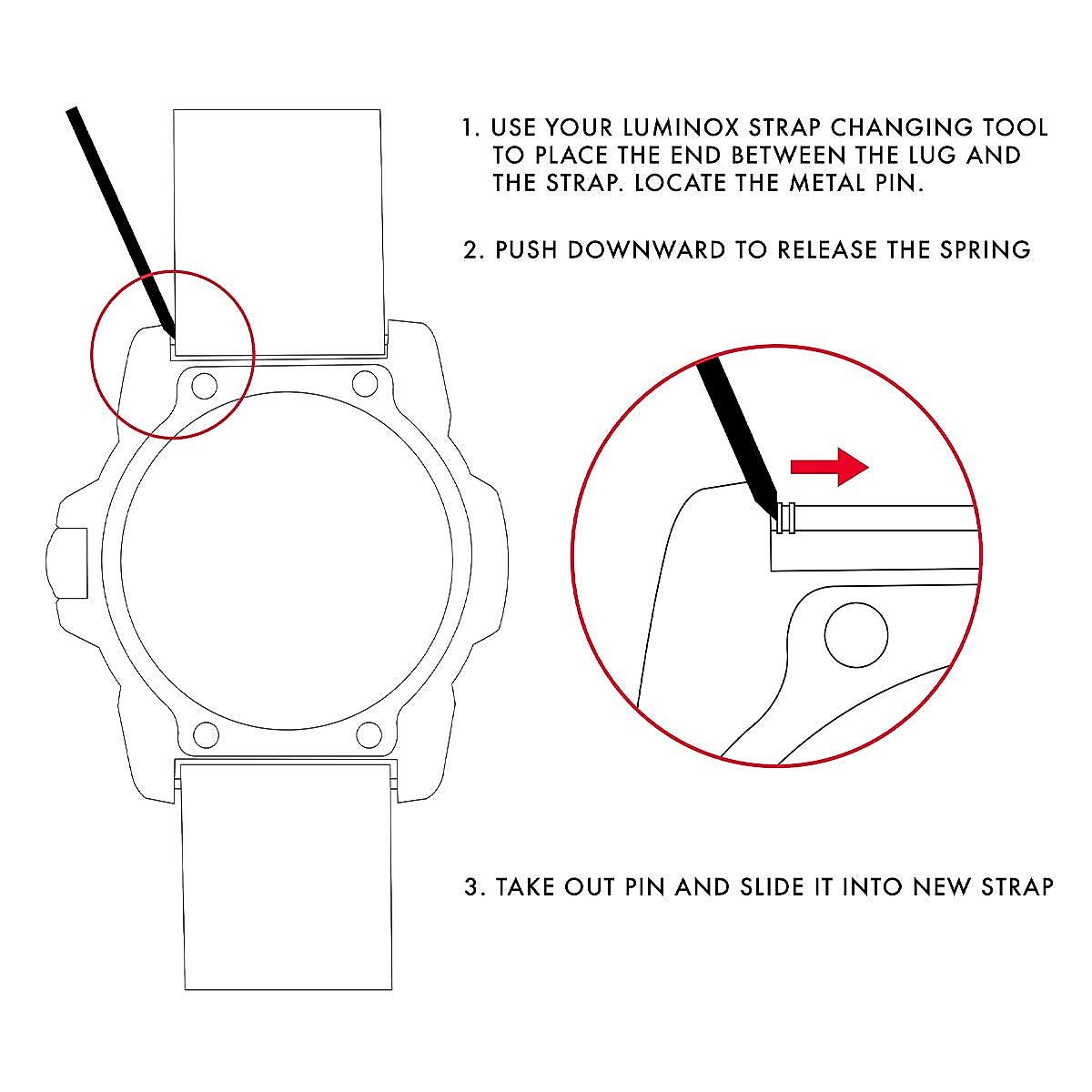 Luminox - Genuine Watch Band FPX.2401.20Q.1.K - Strap Replacement 24mm Black Rubber Watch Strap with Steel Buckle - Men's Watch Bands for Navy SEALs Series 3500 3580 3590
