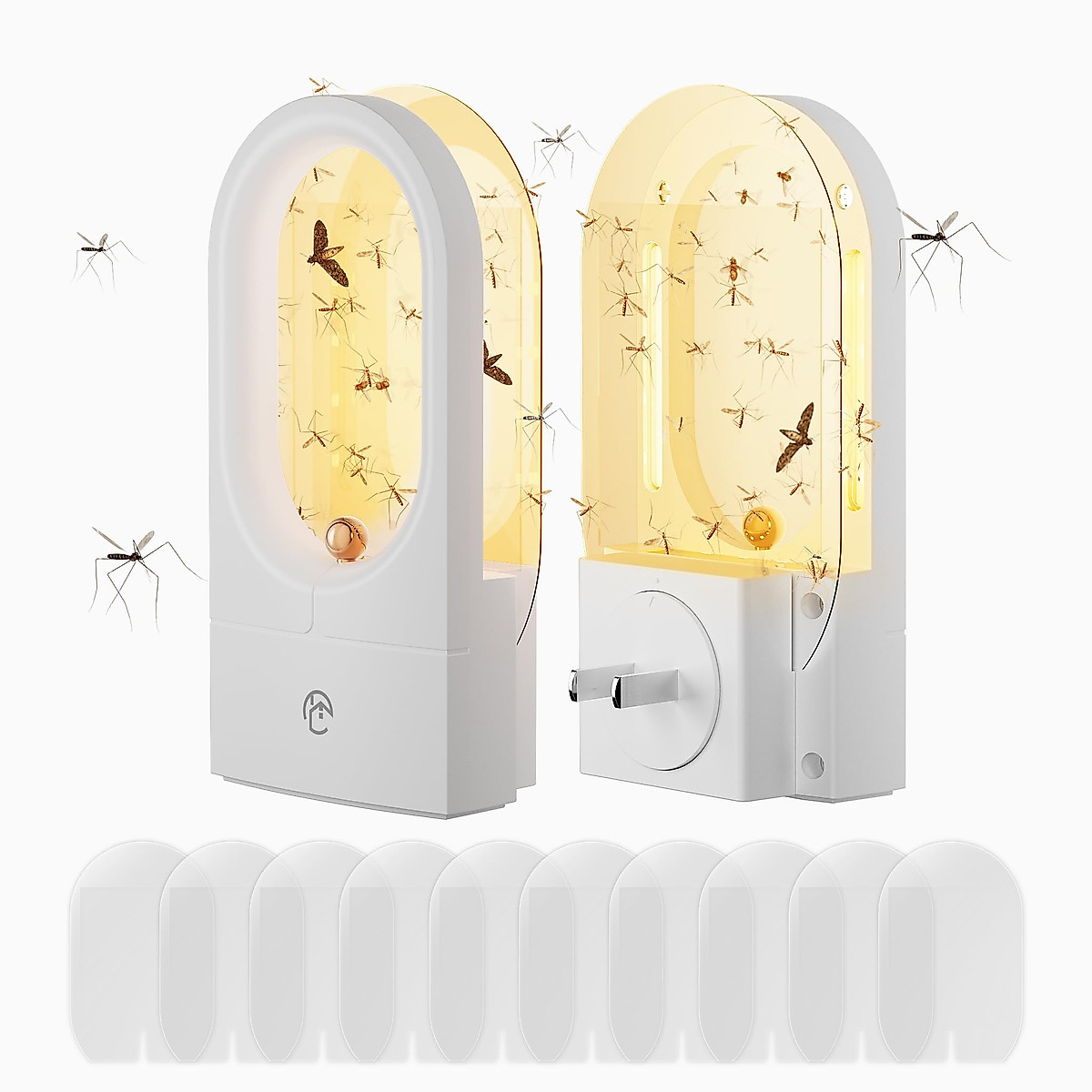 ULTRABOT Indoor Flying Insect Trap, 2 Pack Gnat Glue Traps Plug-in Indoor Bug Light Insect Killer with Double-Sided Adhesive Glue Cards Fly Traps Get Rid of Fruit Flies, Gnat, Moth